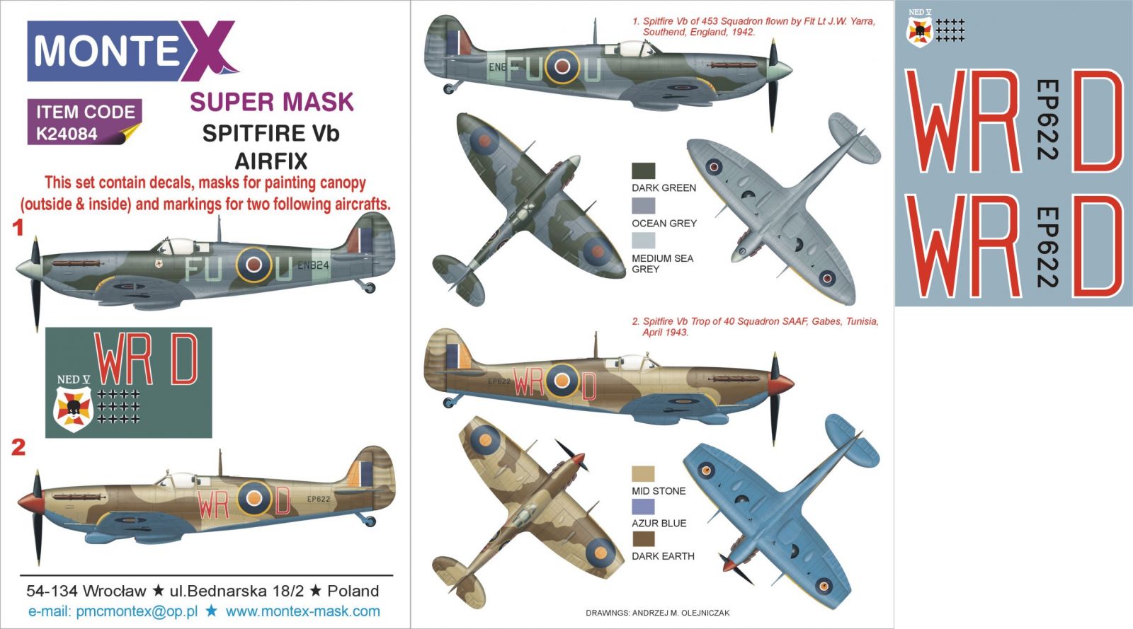 1:24 Supermarine Spitfire Mk.Vb 2 canopy mask (inside and outside ...