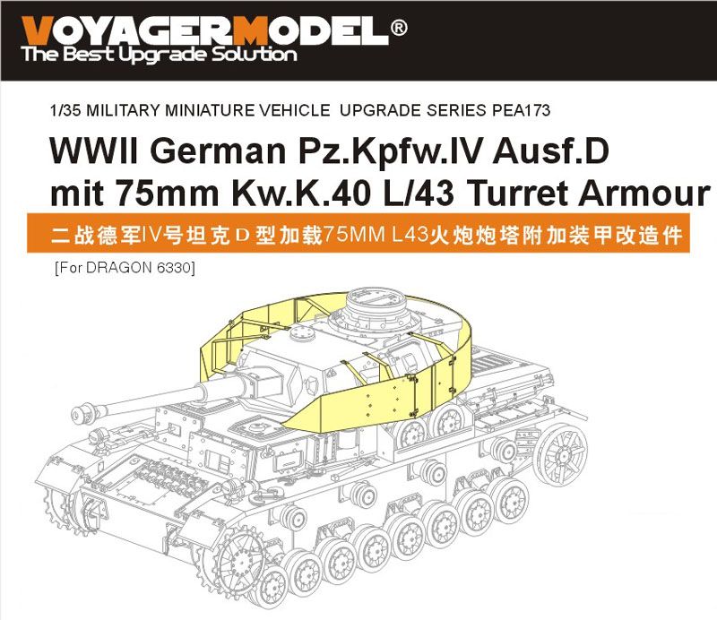 1:35 WWII German Pz.Kpfw.IV Ausf.D mit 75mm Kw.K.40 L/43 Turret Armour ...