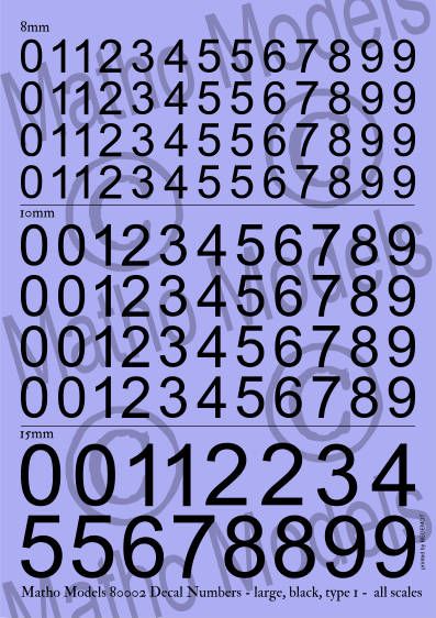Decal Numbers - large, black, type 1