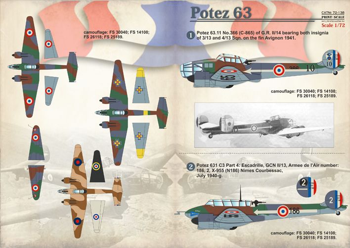 1:72 Potez 63 (wet decals)